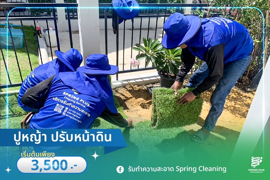 บริการปูหญ้า ปรับหน้าดิน - Spring Plus
